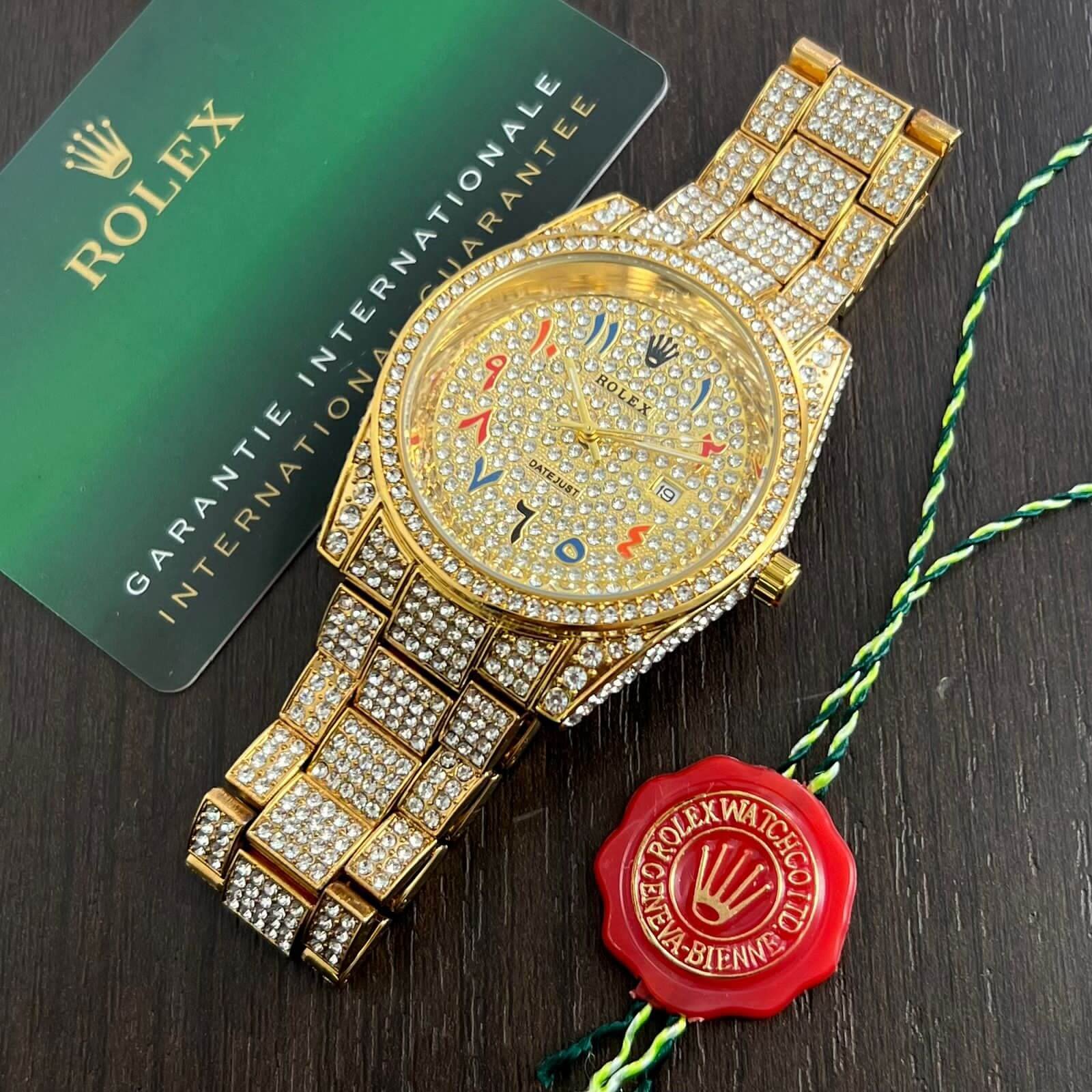 Rolex Diamond Studded Watch – Premium First Copy | ShonZone