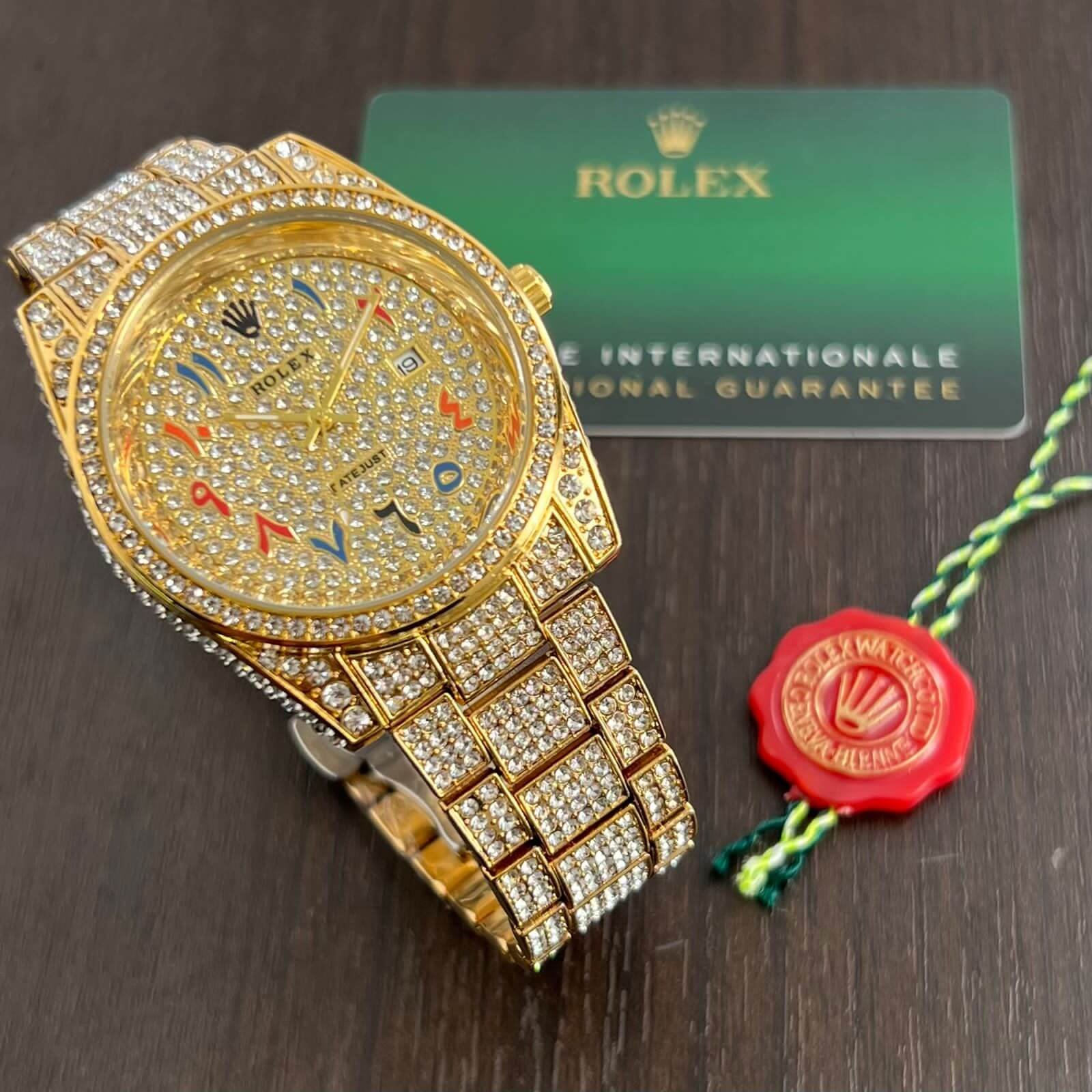 Rolex Diamond Studded Watch – Premium First Copy | ShonZone